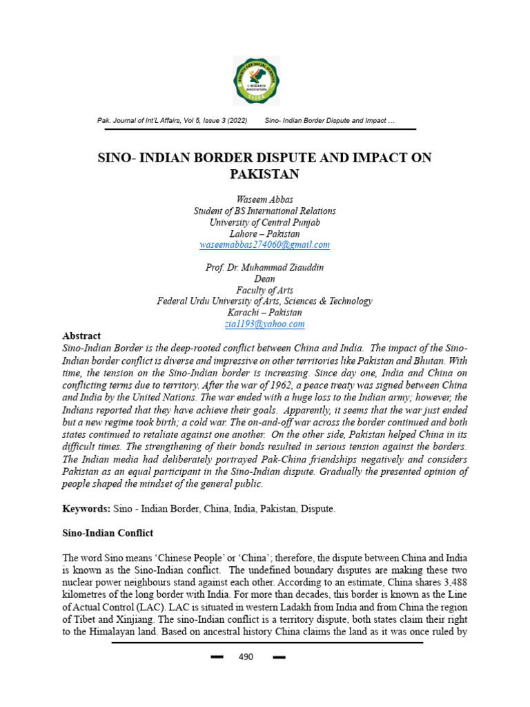 45 Sino Indian Border Dispute and Impact On Pakistan | PDF | Tibet ...