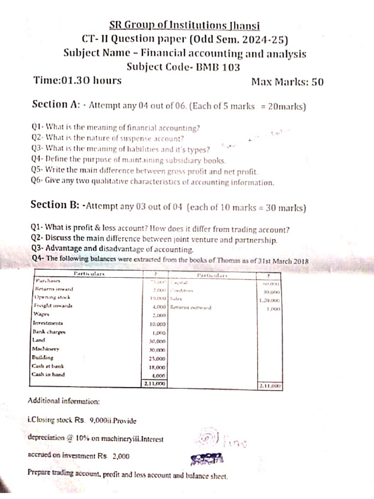 Financial Accounting Paper | PDF