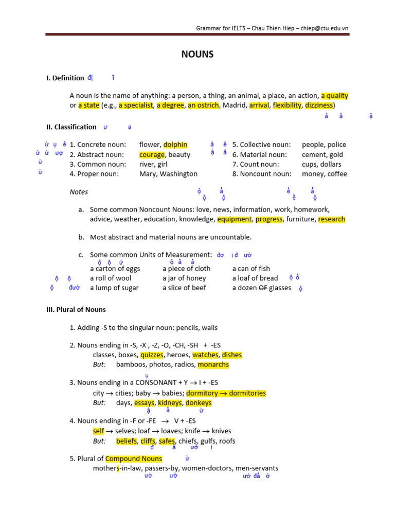 Noun Lesson - General (Revised) | PDF