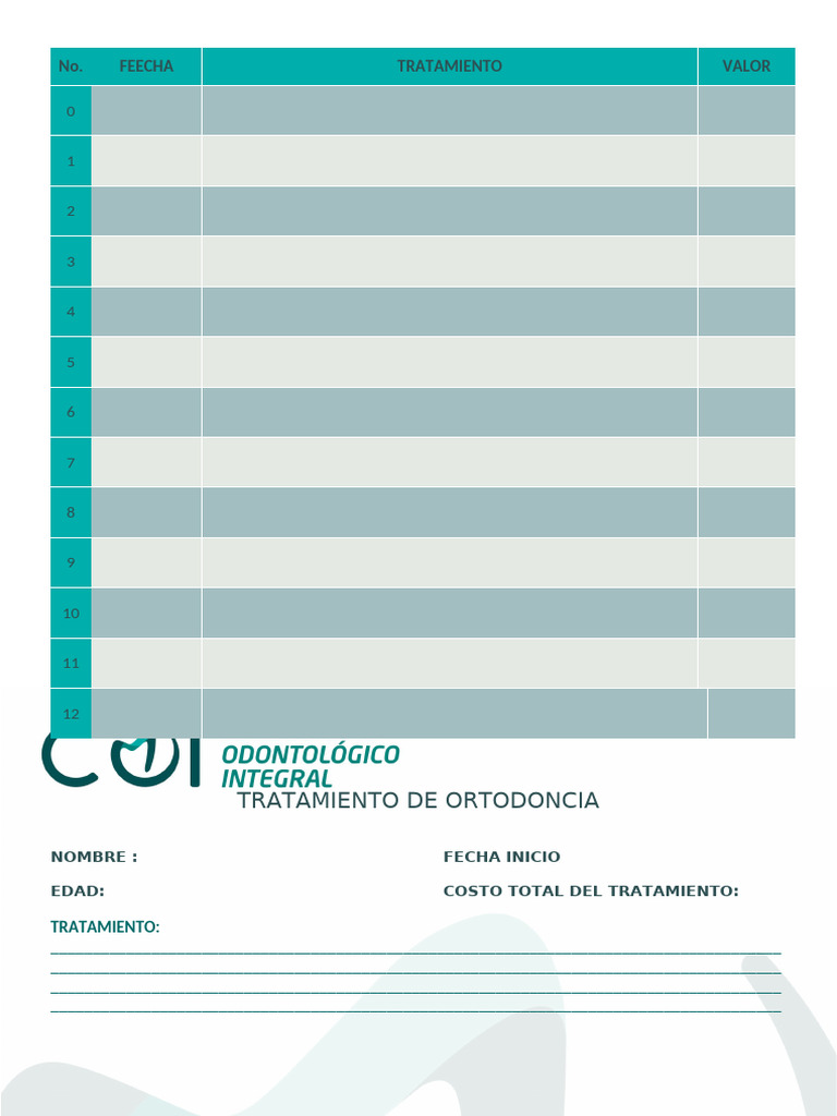 Formato Ortodoncia | PDF