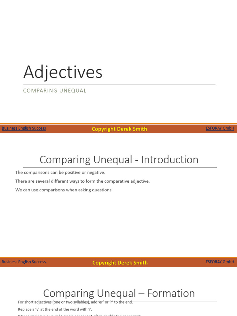 Adj Comparing Unequal | PDF | English Language | Phonology