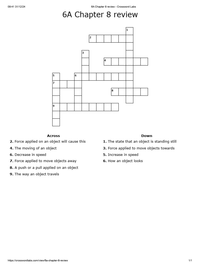 Physics Forces Crossword Puzzle | PDF