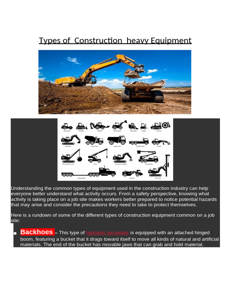 SEM II, P Construction Heavy Equipments Details (AutoRecovered) | PDF ...