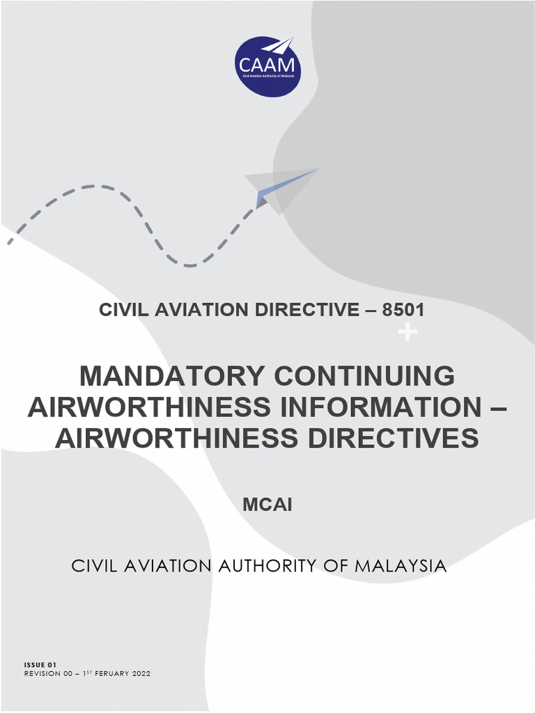 CAD 8501: Airworthiness Directive Overview | PDF | Aviation | Aircraft