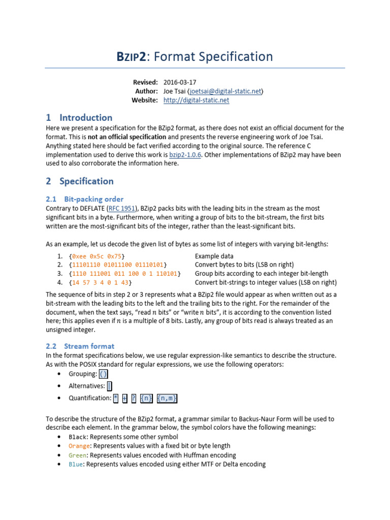 BZip2 Format Specification Guide | PDF | String (Computer Science ...