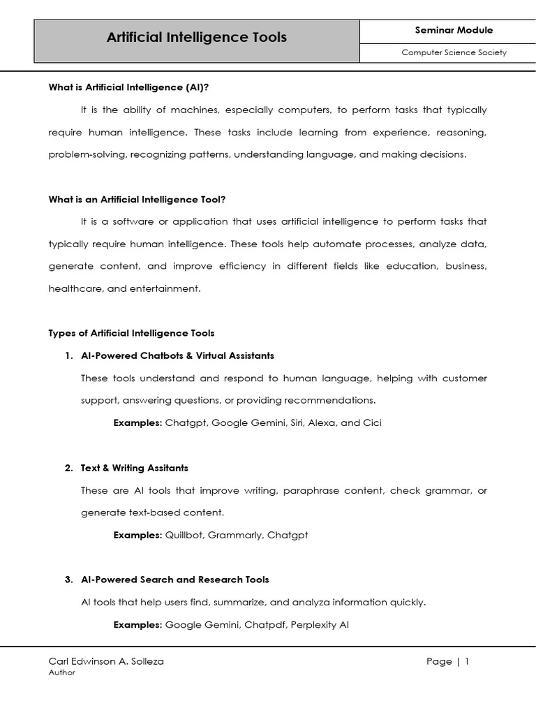 Css Ai Tools Module | PDF | Artificial Intelligence | Intelligence (AI) & Semantics
