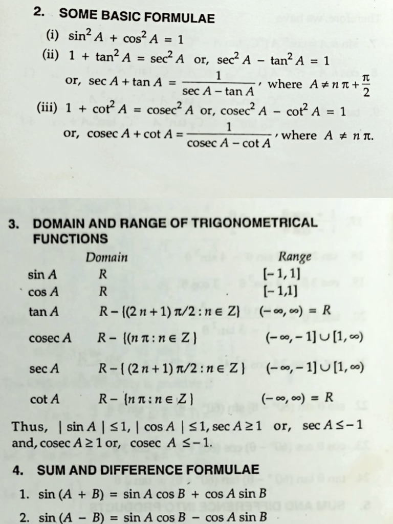 Trigonometry Formula Sheet Pdf Trigonometric Functions Trigonometry