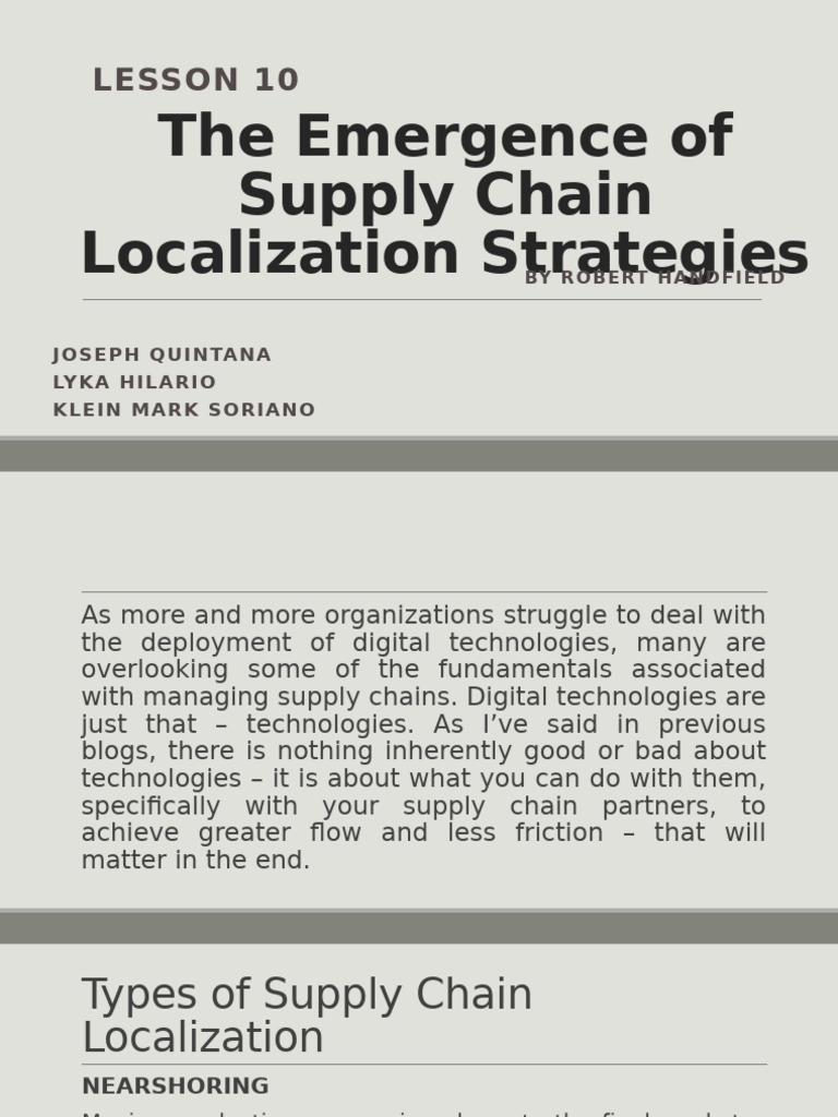 The Emergence of Supply Chain Localization Strategies | PDF