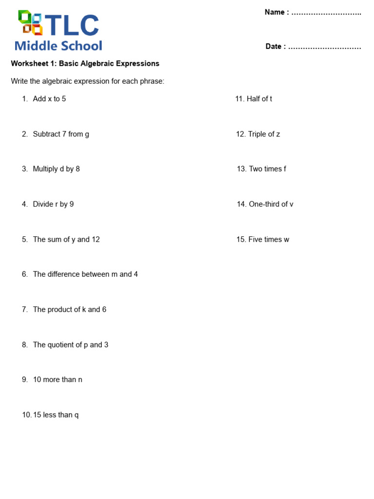 gr6 - Math - Algebra Worksheet | PDF | Length
