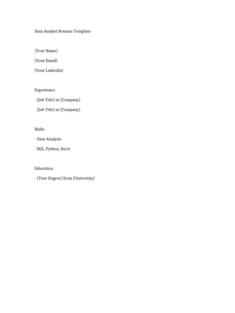 Data Analyst Resume Template | PDF
