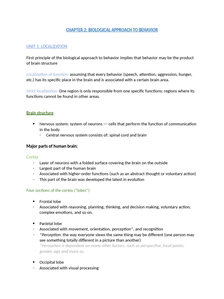 Biological Basis of Behavior Explained | PDF