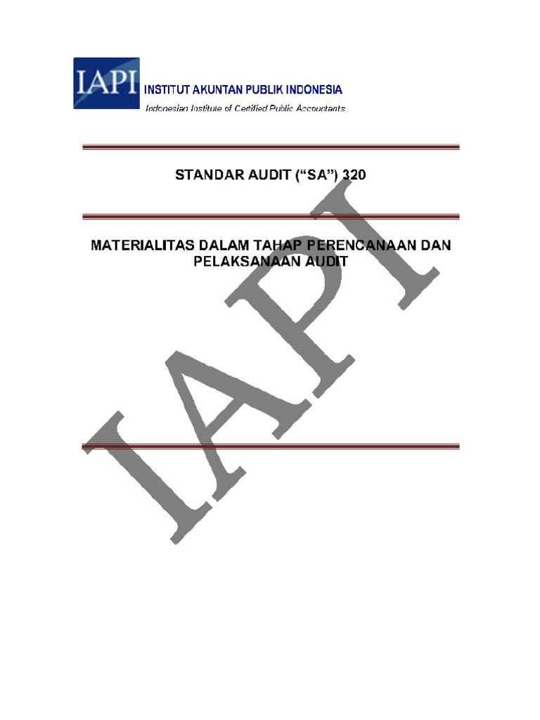SA 320 Materialitas | PDF