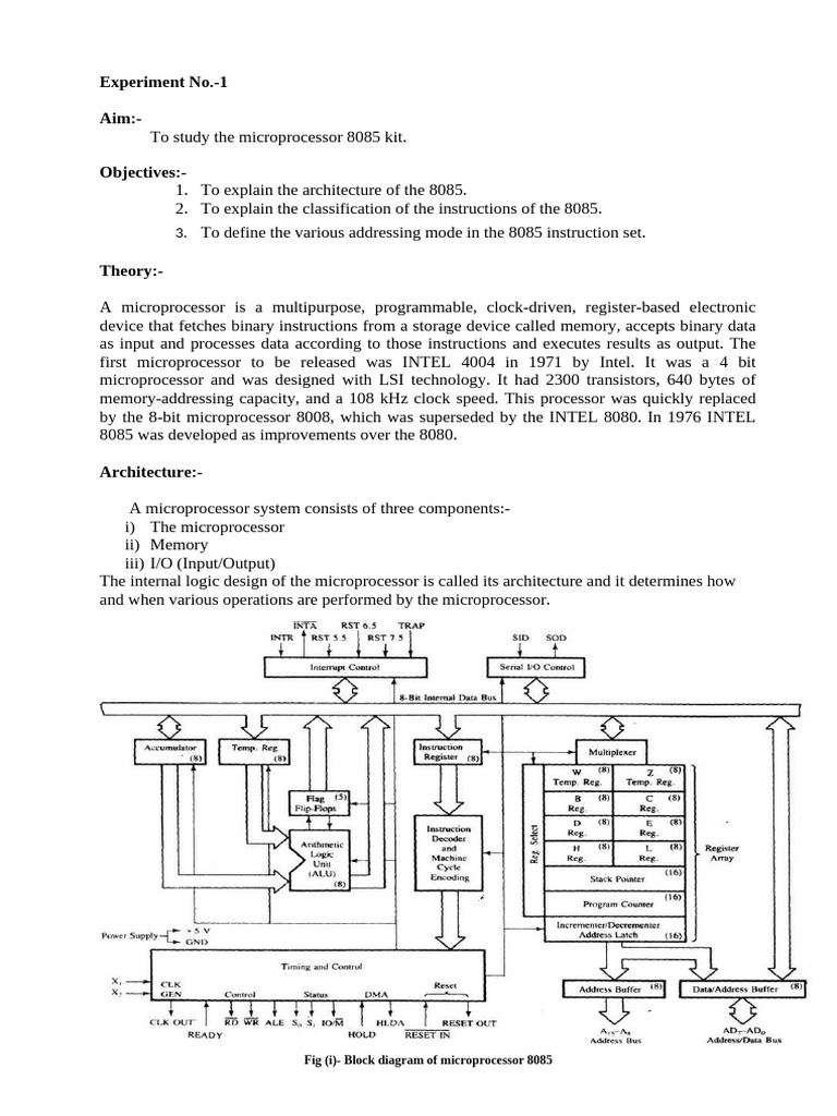 Ex-1 | PDF | Central Processing Unit | Input/Output