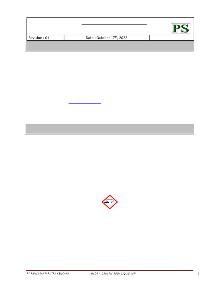 MSDS Caustic Soda 48 Liquid | PDF | Sodium Hydroxide | Toxicity