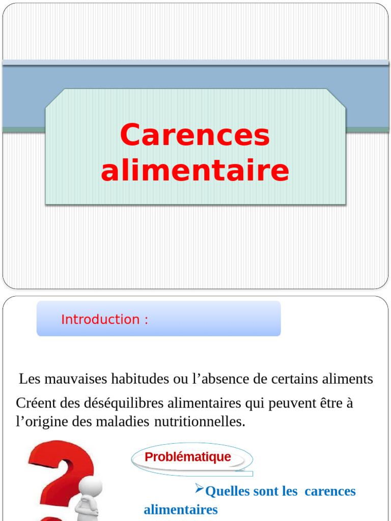 Carences Alimentaire Rations Alimentaires | PDF | Vitamine | Nutriments