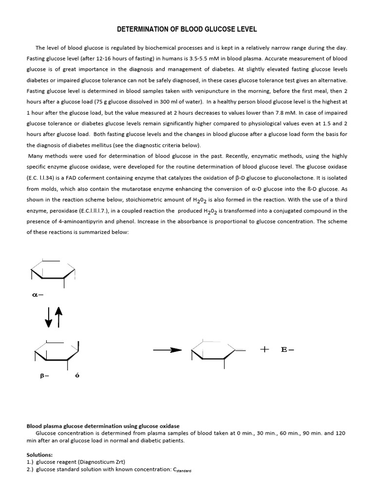 Determination of Blood Glucose Level | PDF | Glucose | Prediabetes