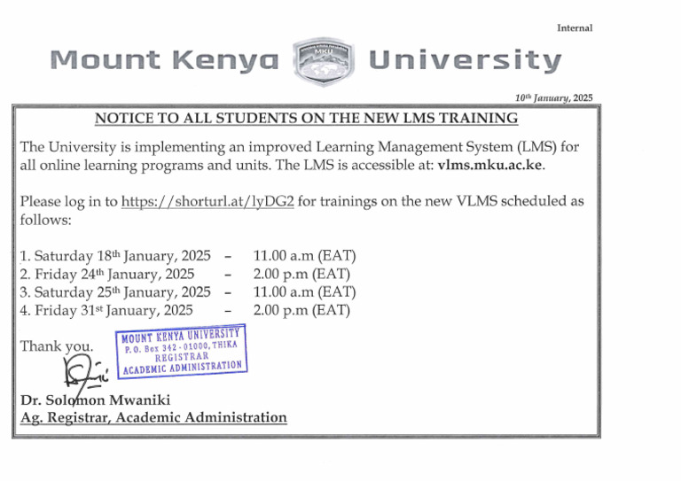 Notice To All Students - New LMS Training | PDF
