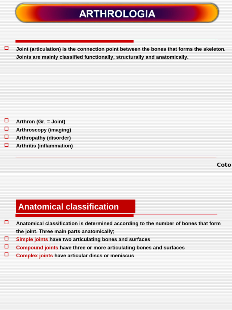 Week 06 - Arthrology (General Terms and Classifications) | PDF | Joint ...
