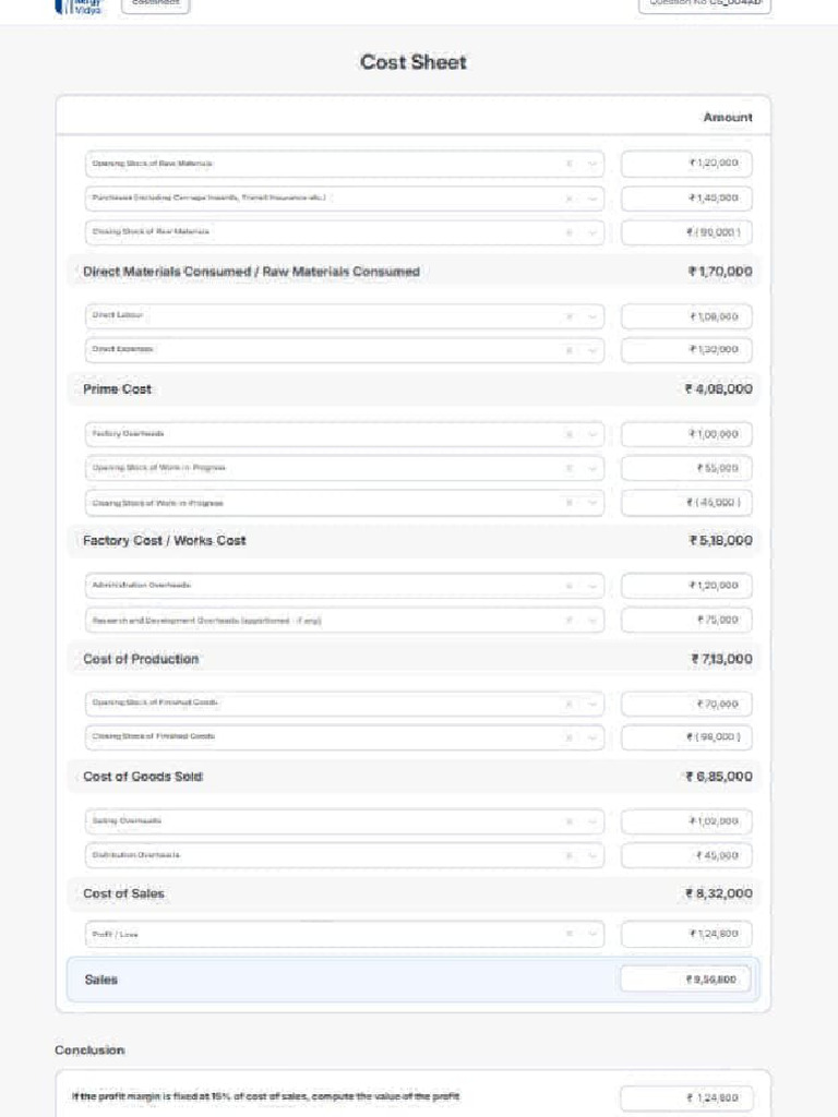 Cost Sheet Part-2 Nergy | PDF
