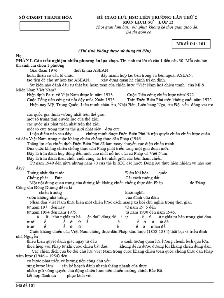 (LS12) - HSG 12 - ĐỀ GIAO LƯU HSG LIÊN TRƯỜNG LẦN 2 - THANH HÓA | PDF