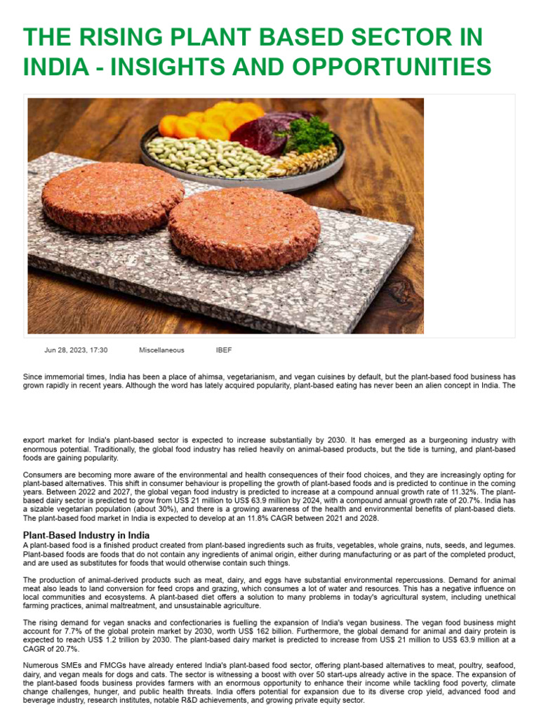 Growth of India's Plant-Based Market | PDF | Veganism | Foods