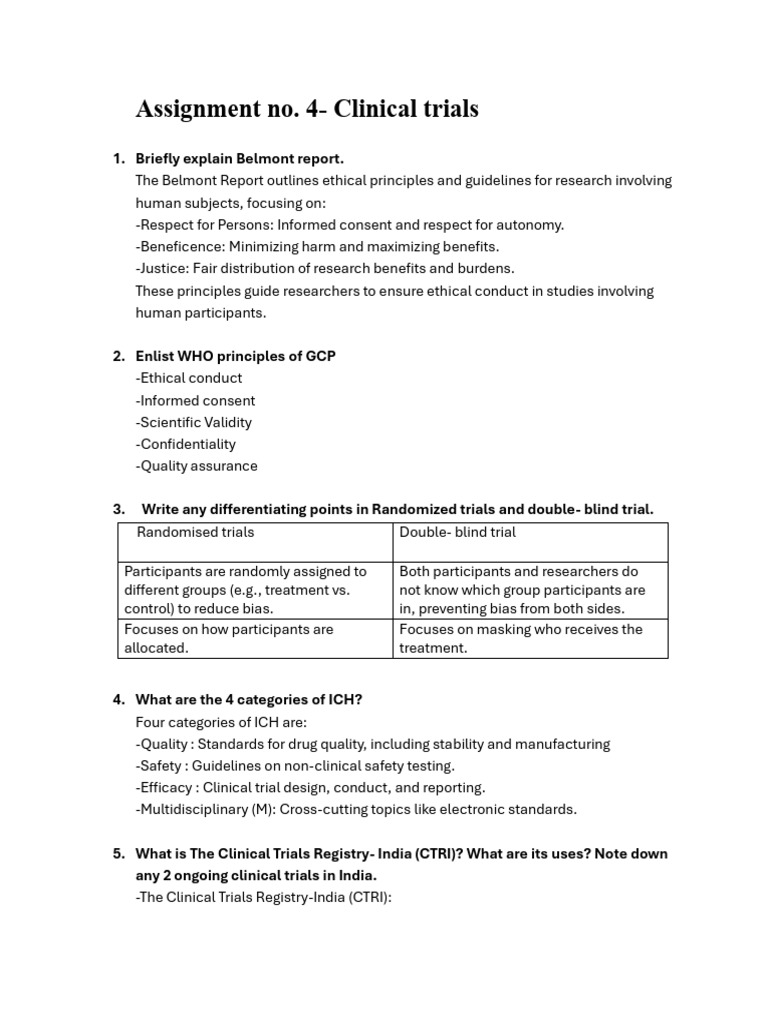 Assignment Clinical Trials | PDF | Clinical Trial | Pharmacovigilance