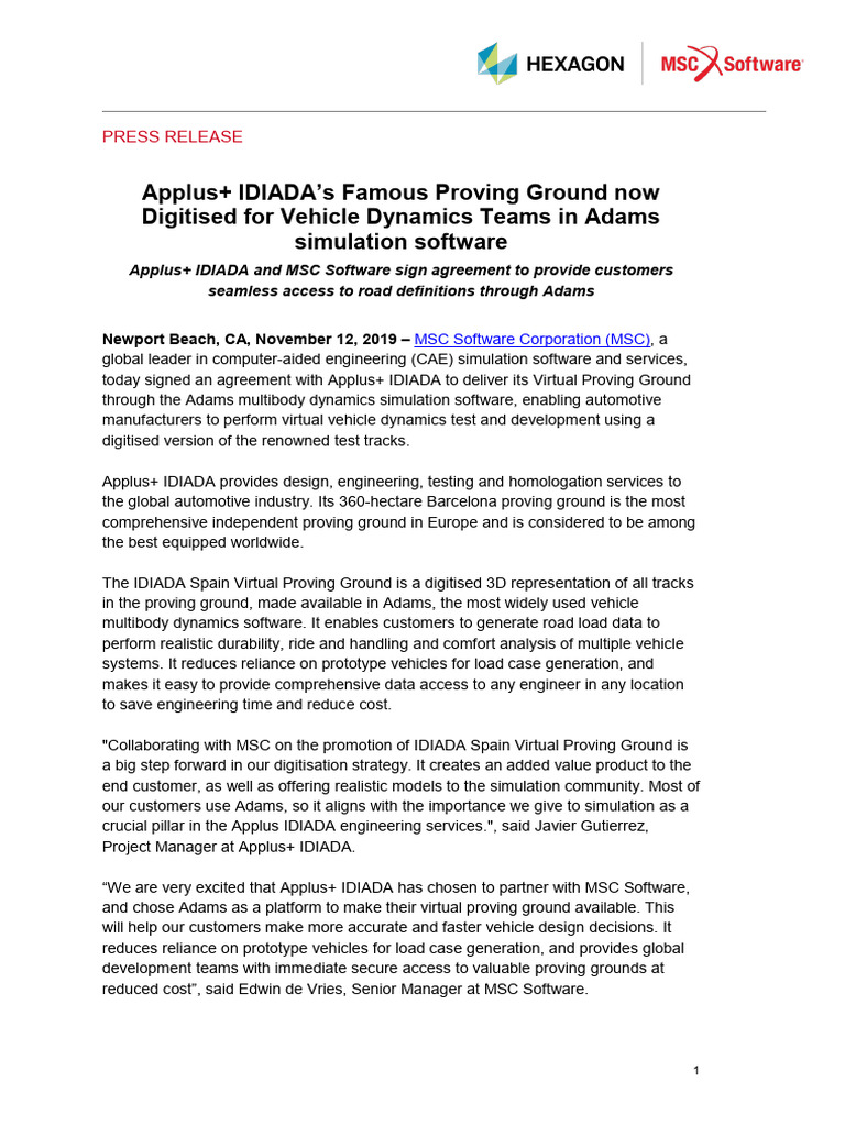 Applus Idiadas Famous Proving Ground Now Digitised For Vehicle Dynamics ...