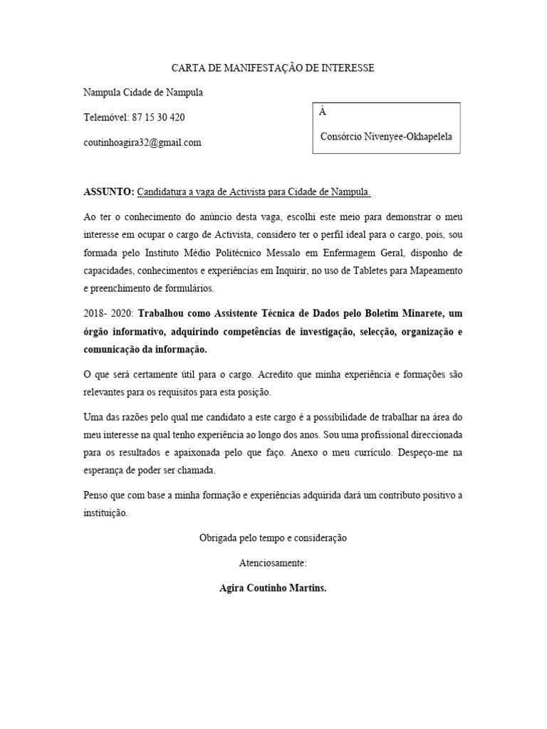 Carta de Manifestação de Interesse | PDF
