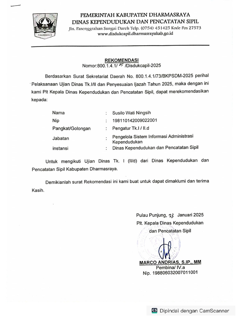 Syarat Ujian Dinas A.N Susilo Wati Ningsih | PDF