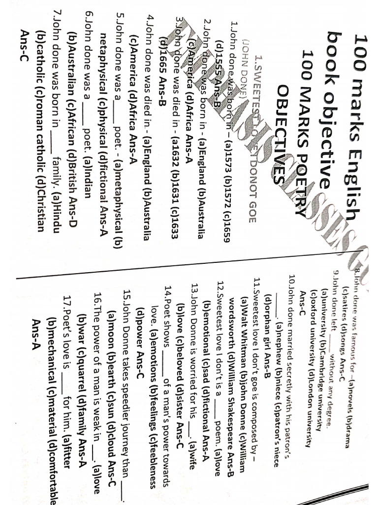 English Objective Ques.. | PDF