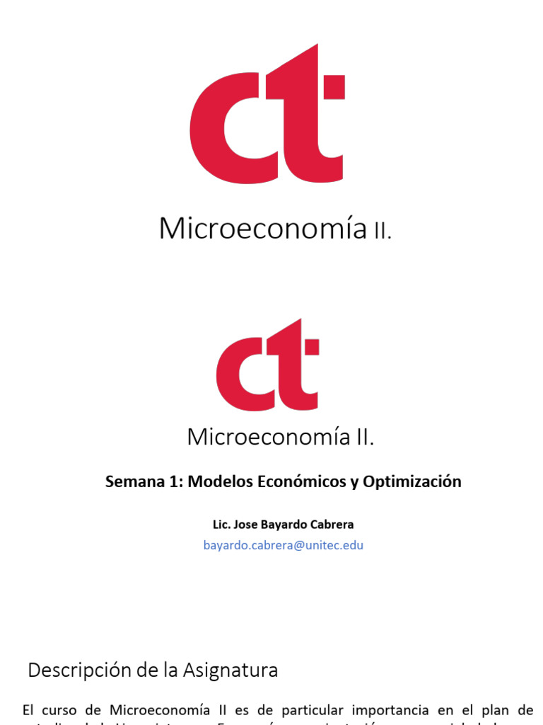 Presentación - Semana 1 - Micro II | PDF | Oferta y demanda | Microeconomía