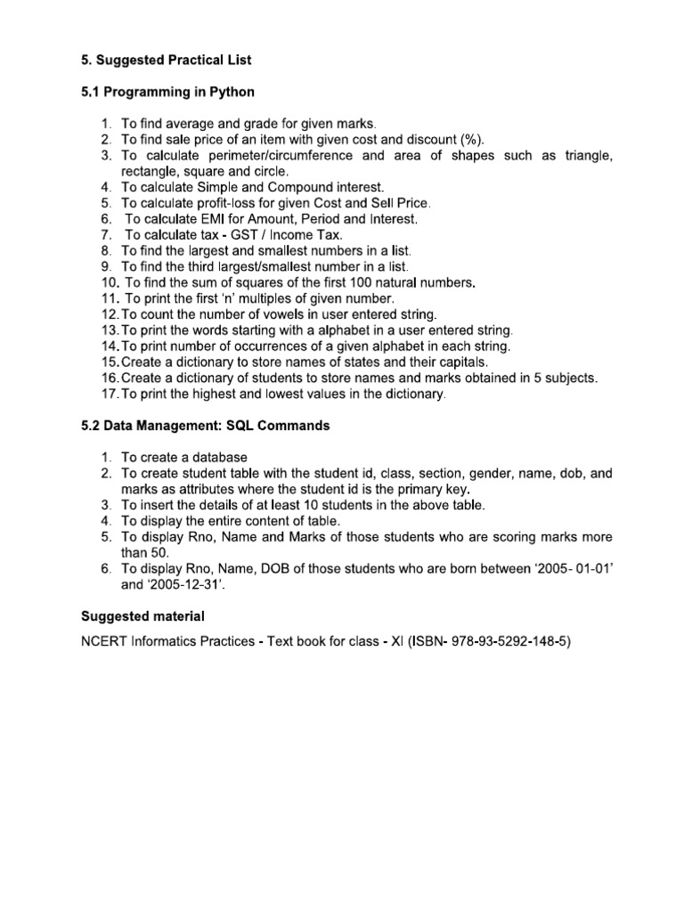 Practical List XI IP 24-25 | PDF