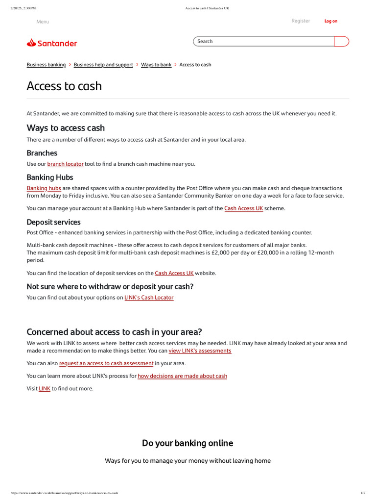 Access Cash Easily with Santander UK | PDF | Banks | Cash