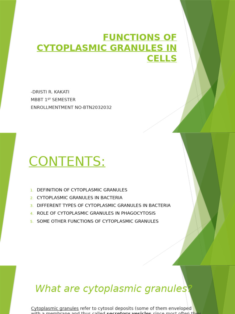 Functions of Cytoplasmic Granules in Bacteria | PDF | Cytoplasm | Bacteria