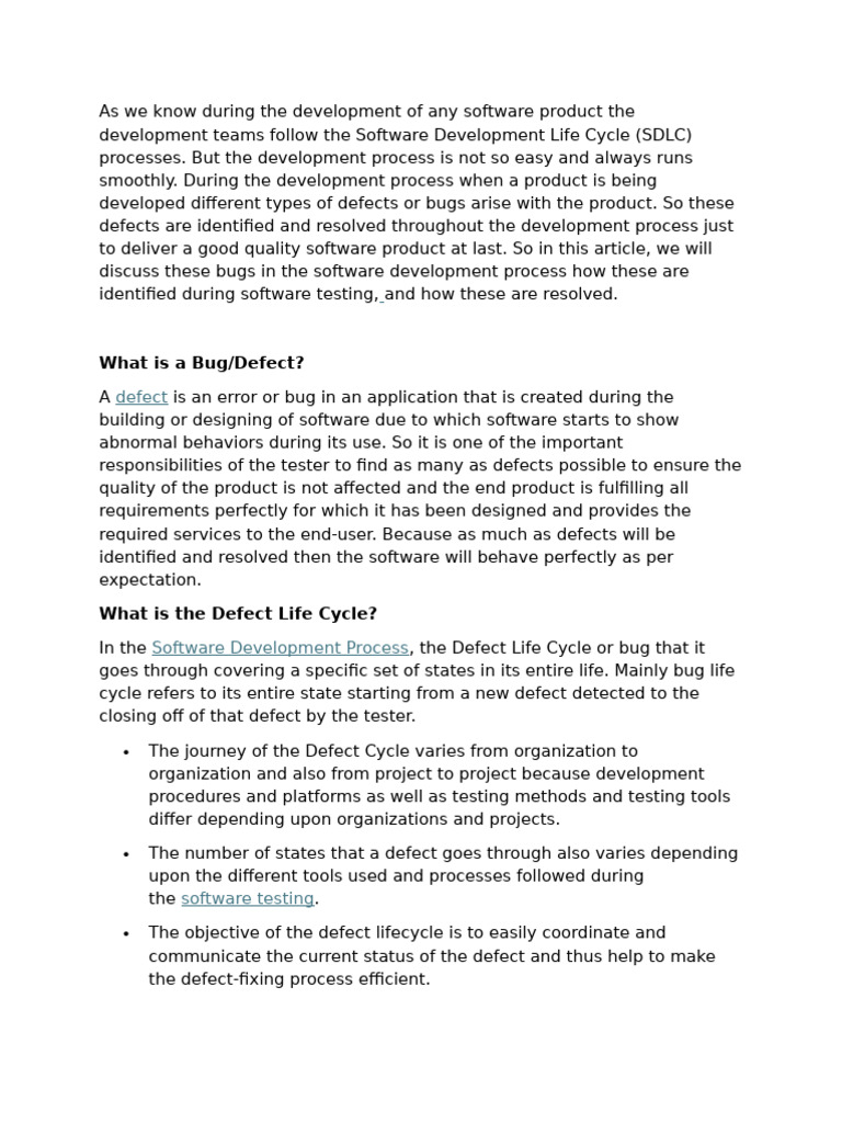 Defect Cycle | PDF | Software Bug | Software Development