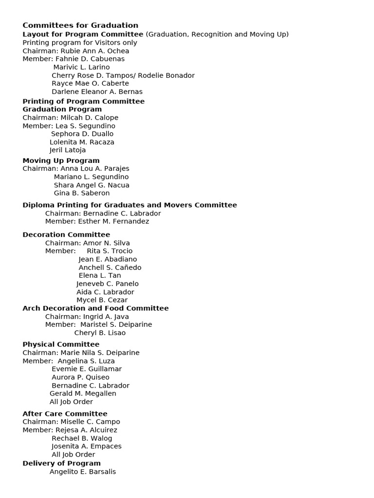 Committees For Graduation | PDF