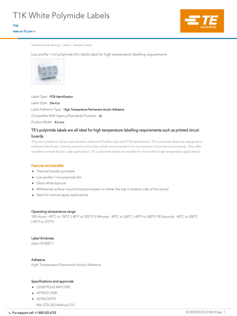 product-CAT-T3437-T1.datasheet | PDF | Materials