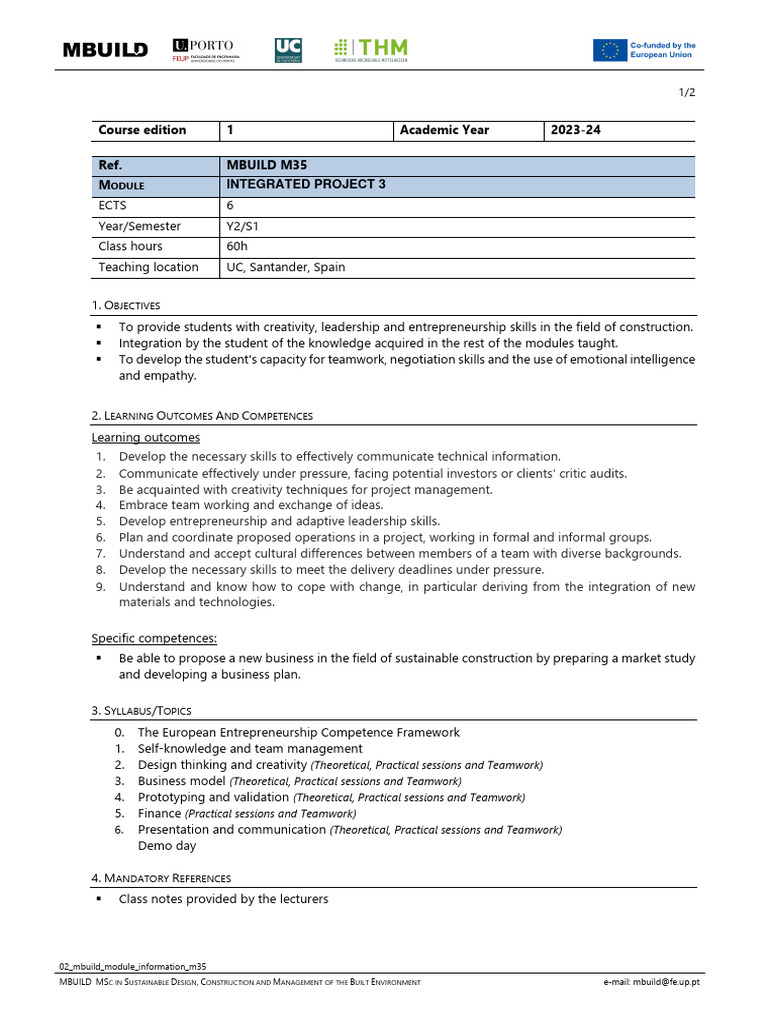 MBUILD M35 Module Information 2023 | PDF | Creativity | Skill