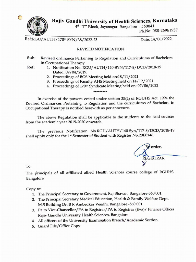 Revised Ordinance and BOT Syllabus Revision | PDF | Anatomy ...