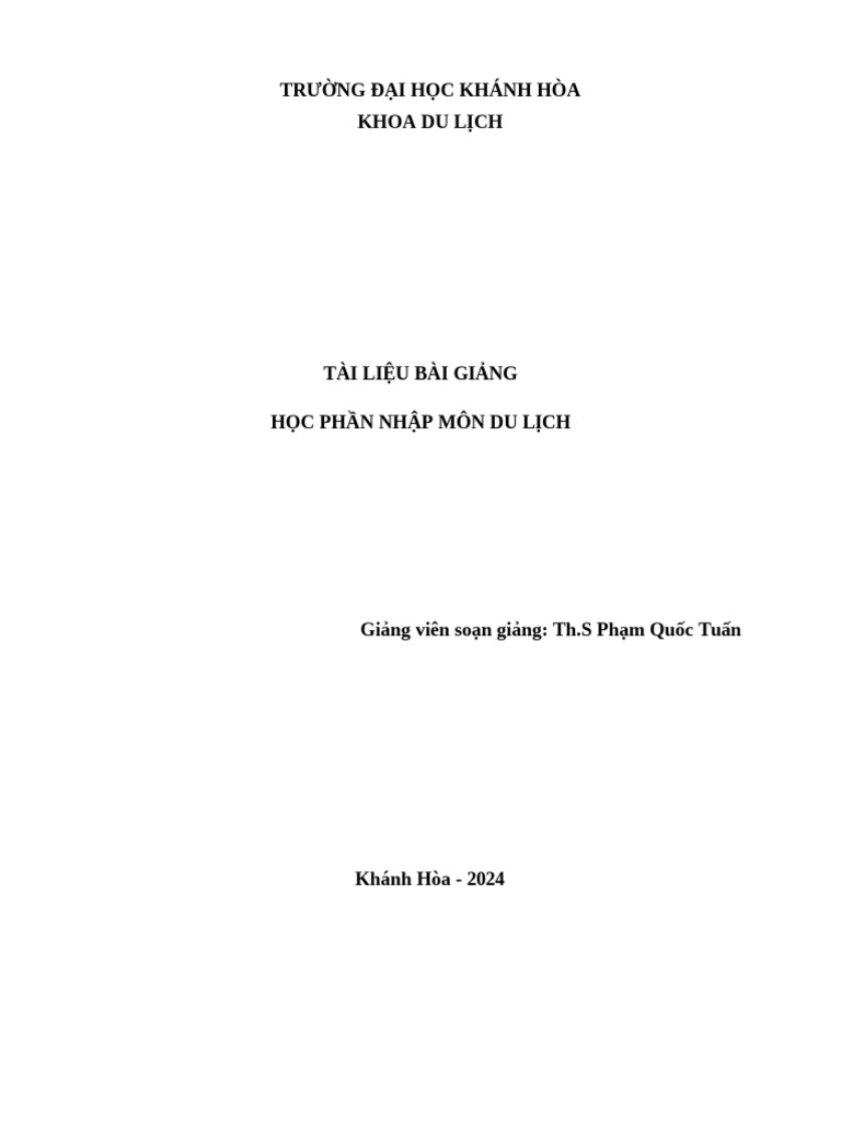Tai Lieu Chinh_ Nhap Mon Du Lich 2024 | PDF