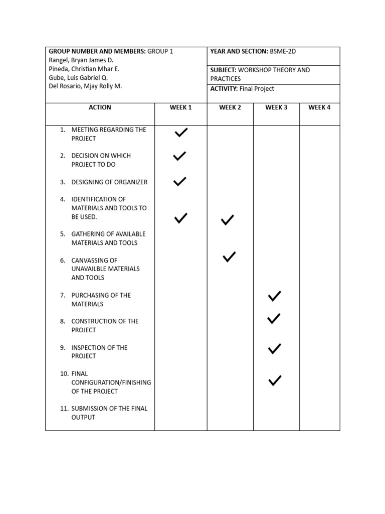 Final Project Plan for BSME-2D | PDF