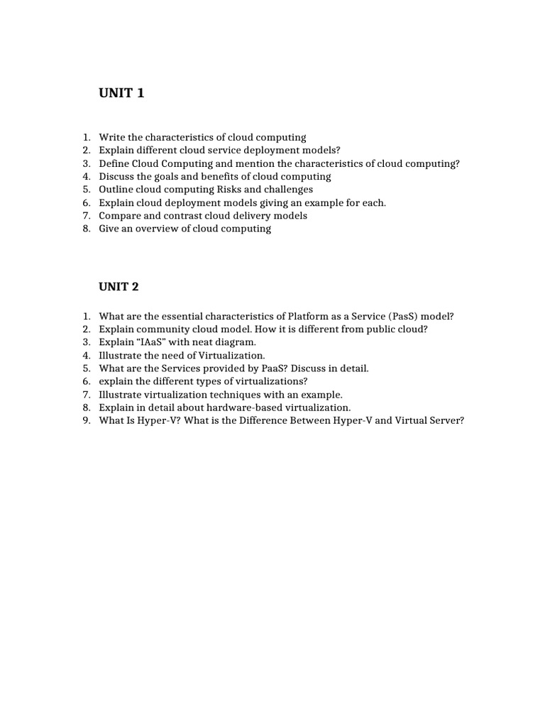 Cloud Computing U 1 and 2 | PDF