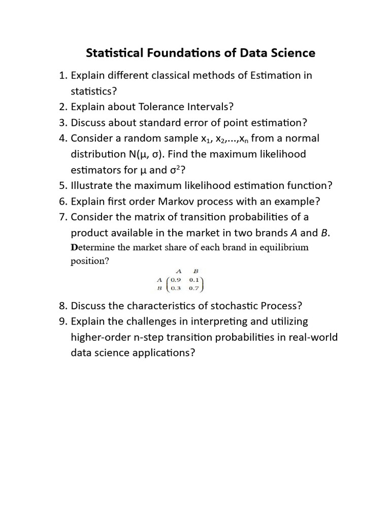 Statistical Foundations of Data Science | PDF