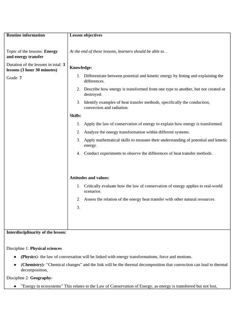 Tutorial 1 Lesson Plan Template | PDF | Heat | Learning