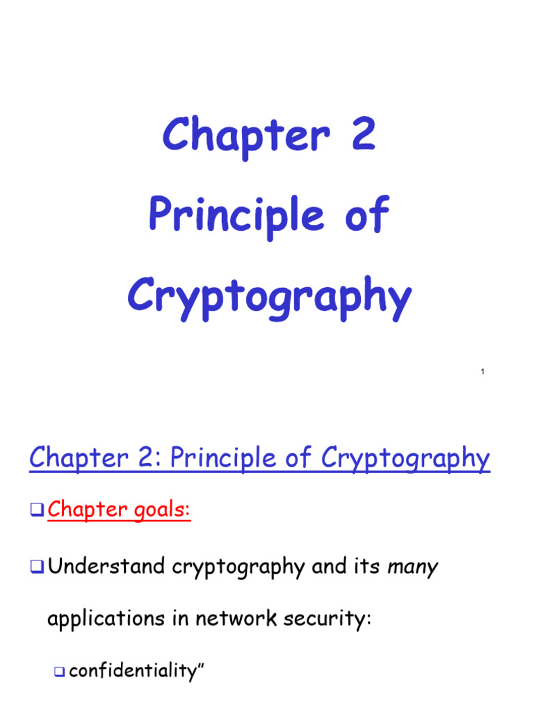 Chp2 - 1 - Principle of Cryptography | PDF | Cryptography | Encryption