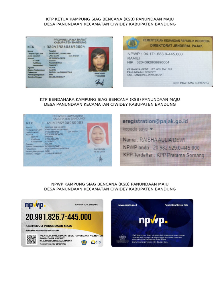 KTP Ketua Kampung Siag Bencana | PDF