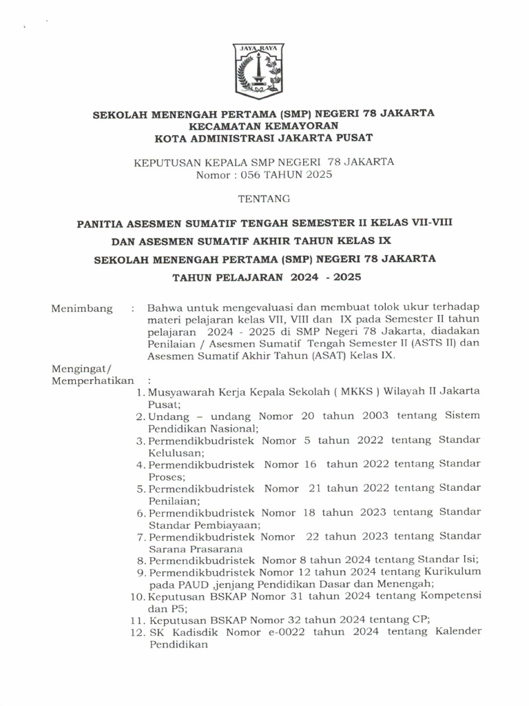 056 - SK Panitia Asts Dan Asat Semester 2 TP 2024-2025 | PDF