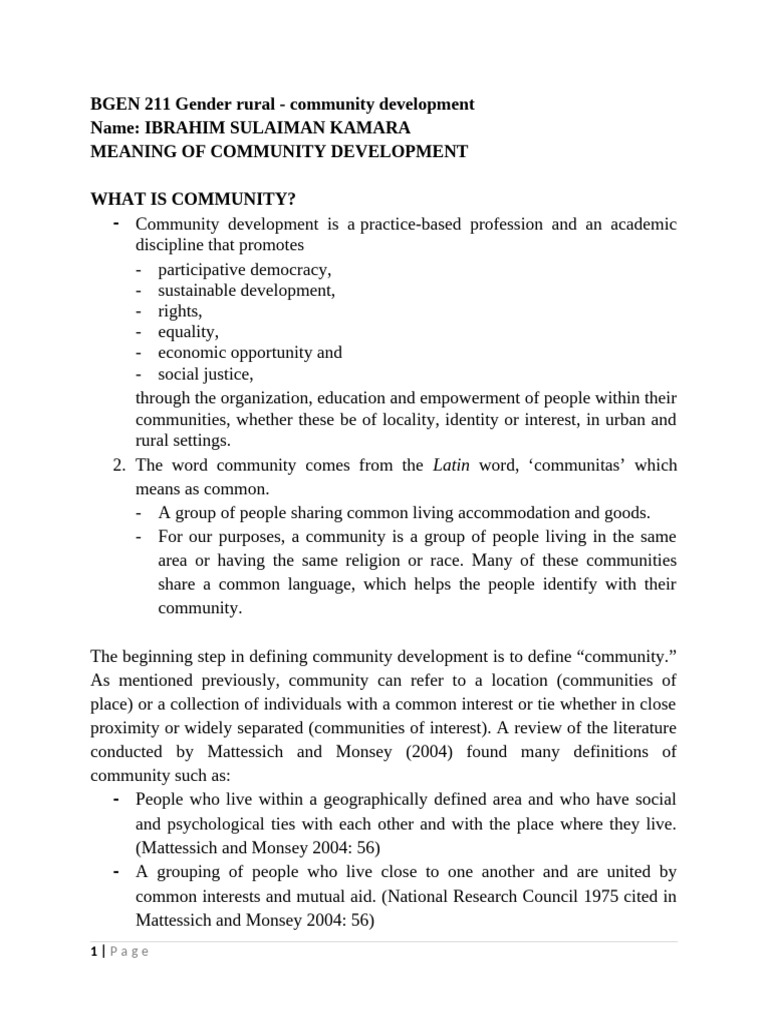 Meaning of Community Development Studies | PDF | Community | Sustainability