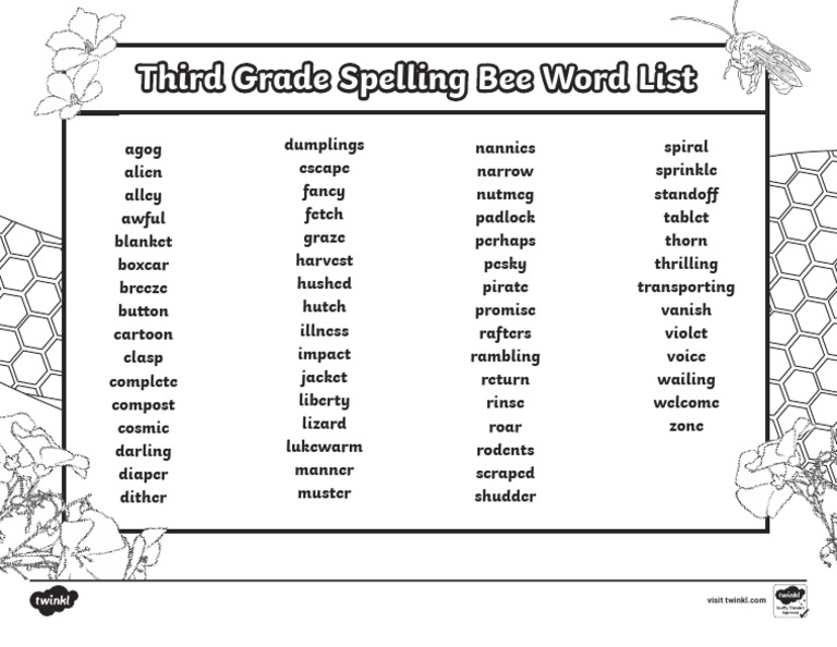 Third Grade Spelling Bee Words List | PDF