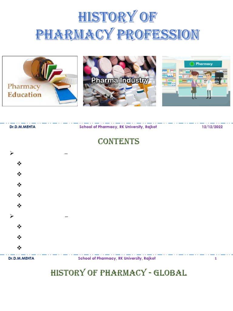 1 (A-1) History of Pharmacy-1 | PDF | Pharmacy | Medicine